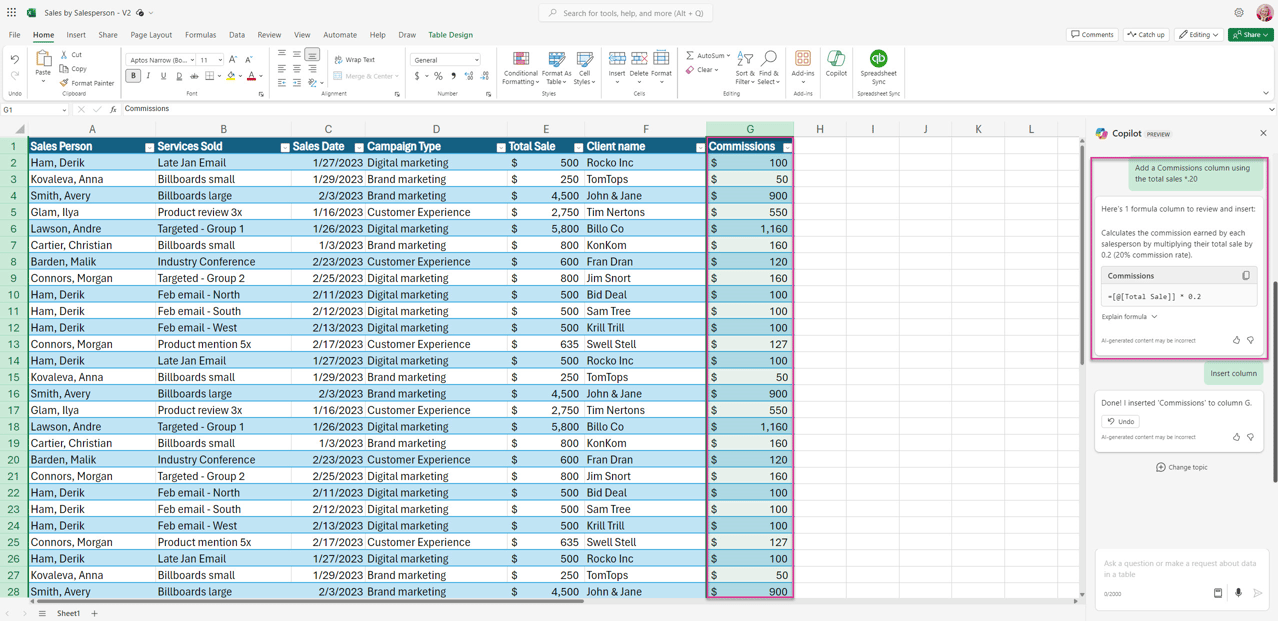 Using Microsoft Copilot in Excel